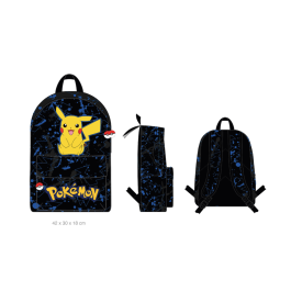 Pokemon Rugtas met Voorzak - 42x30x18cm - Zwart/Geel